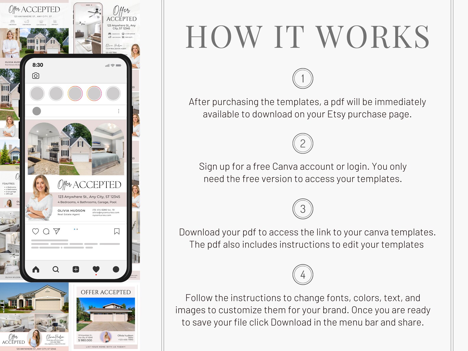 20 Offer Accepted Social Media Posts | Realtor Instagram Post Templates ...