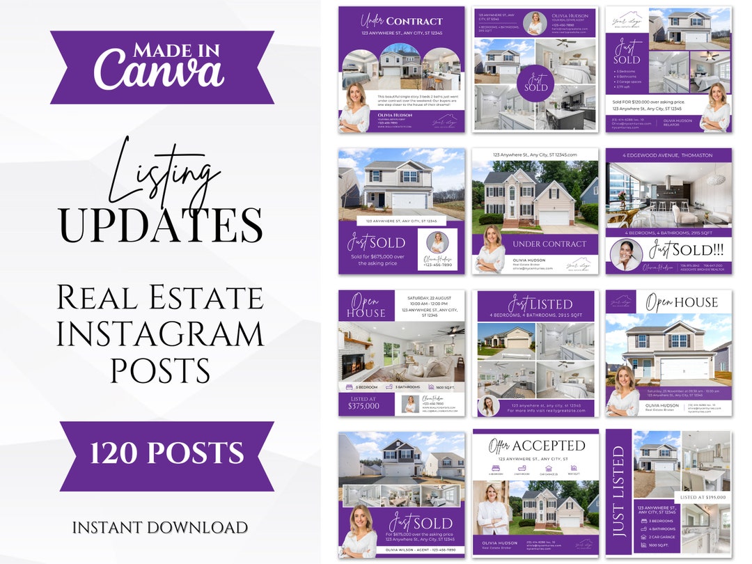 100 Real Estate Purple Social Media Listing Update Posts Real Estate ...