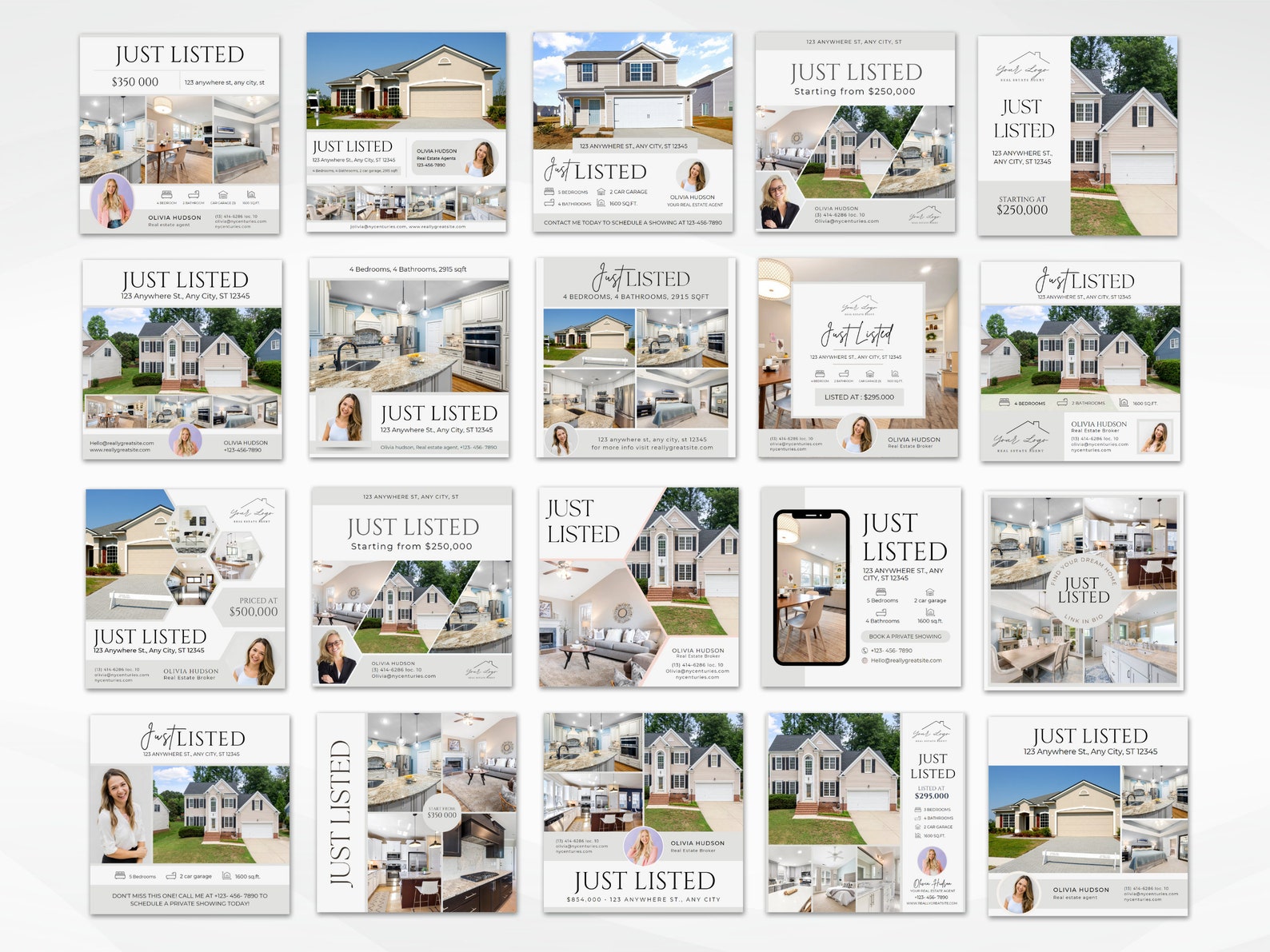 20 Just Listed Social Media Posts | Realtor Instagram Post Templates ...
