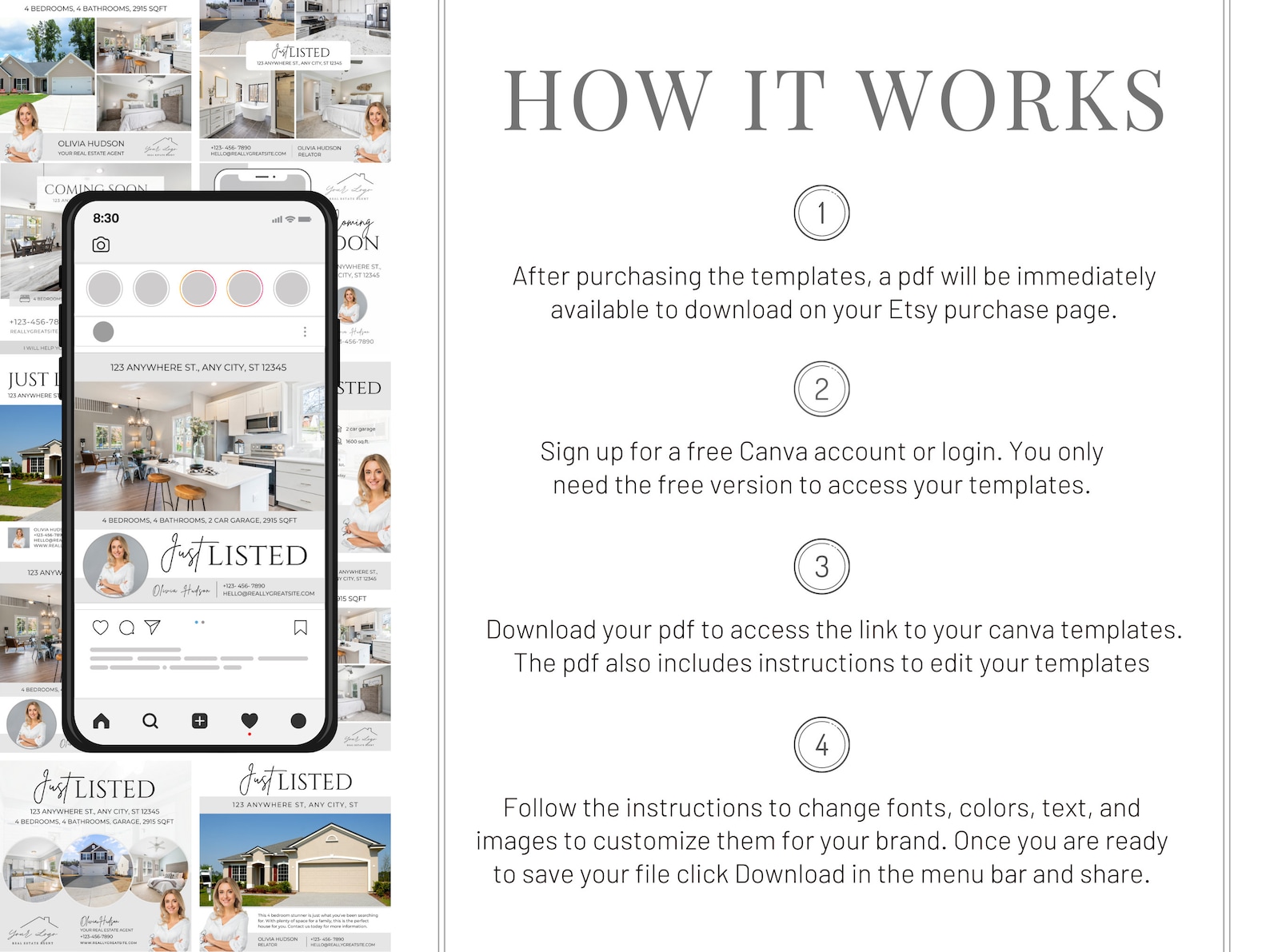 20 Just Listed Social Media Posts | Realtor Instagram Post Templates ...