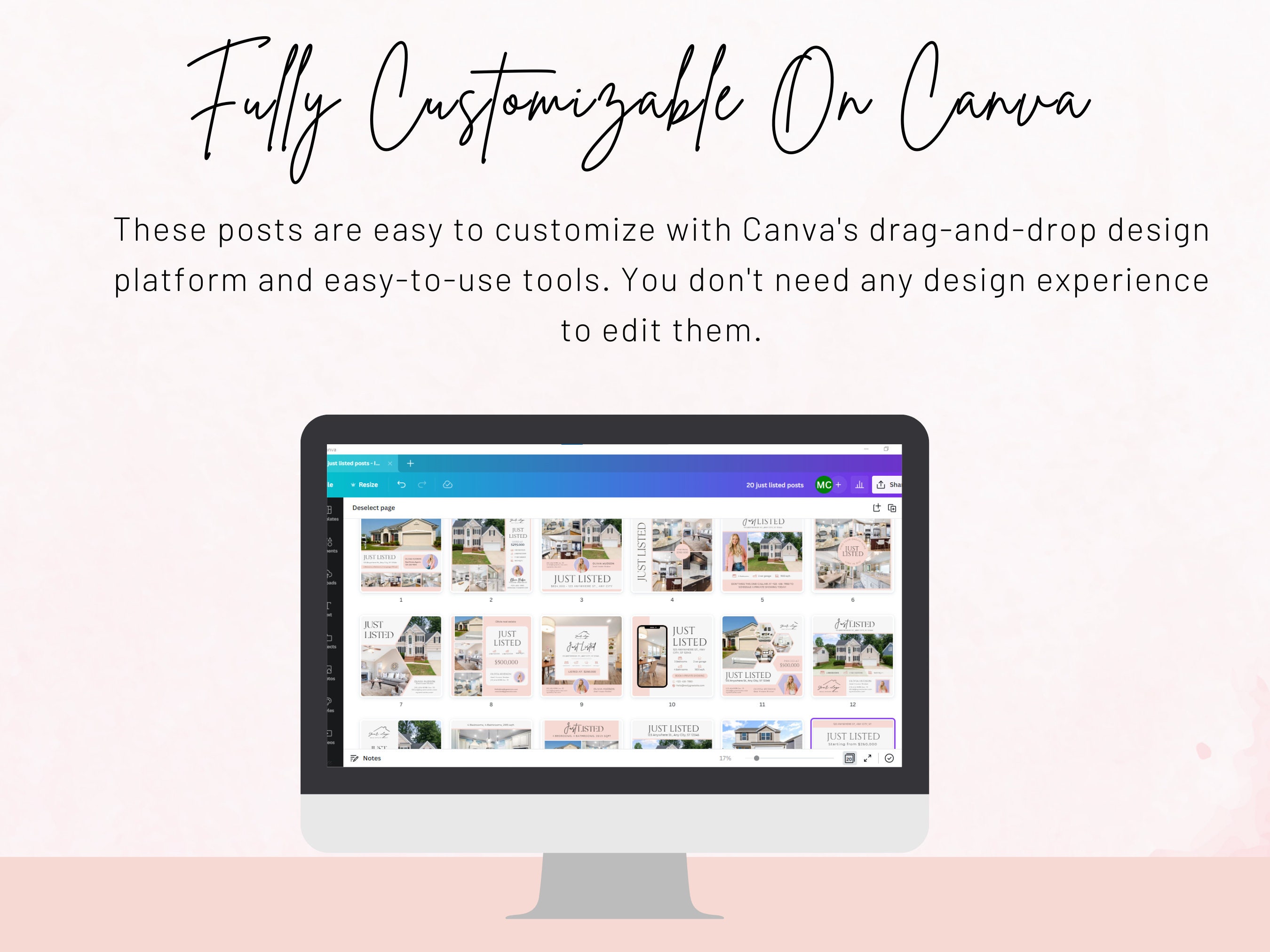 20 Pink Just Listed Social Media Posts Realtor Instagram Post Templates ...