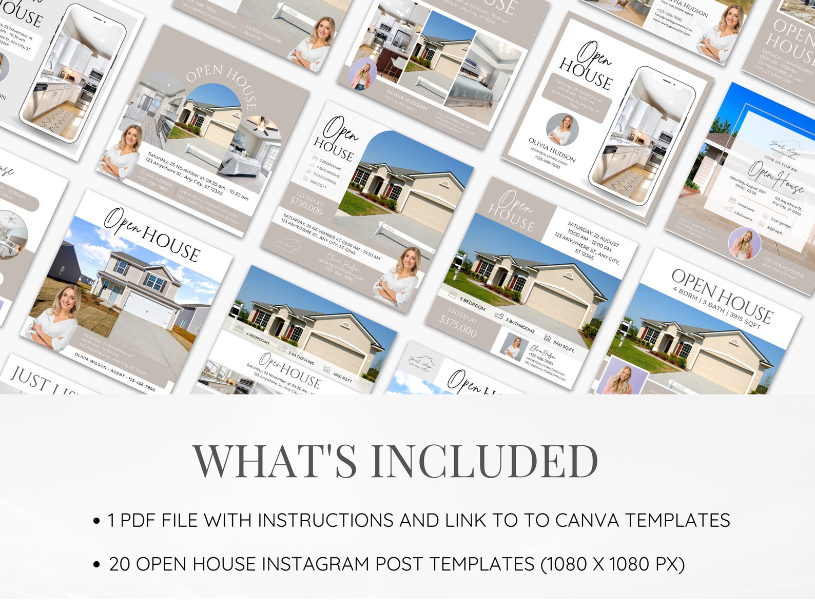 Realtor Open House Instagram Post Templates: Real Estate Marketing ...