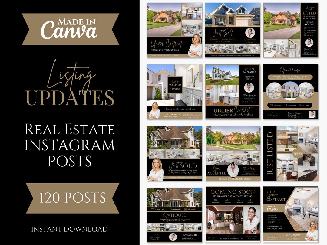 Real Estate Instagram Post Templates: Listing Updates (canva) - Etsy