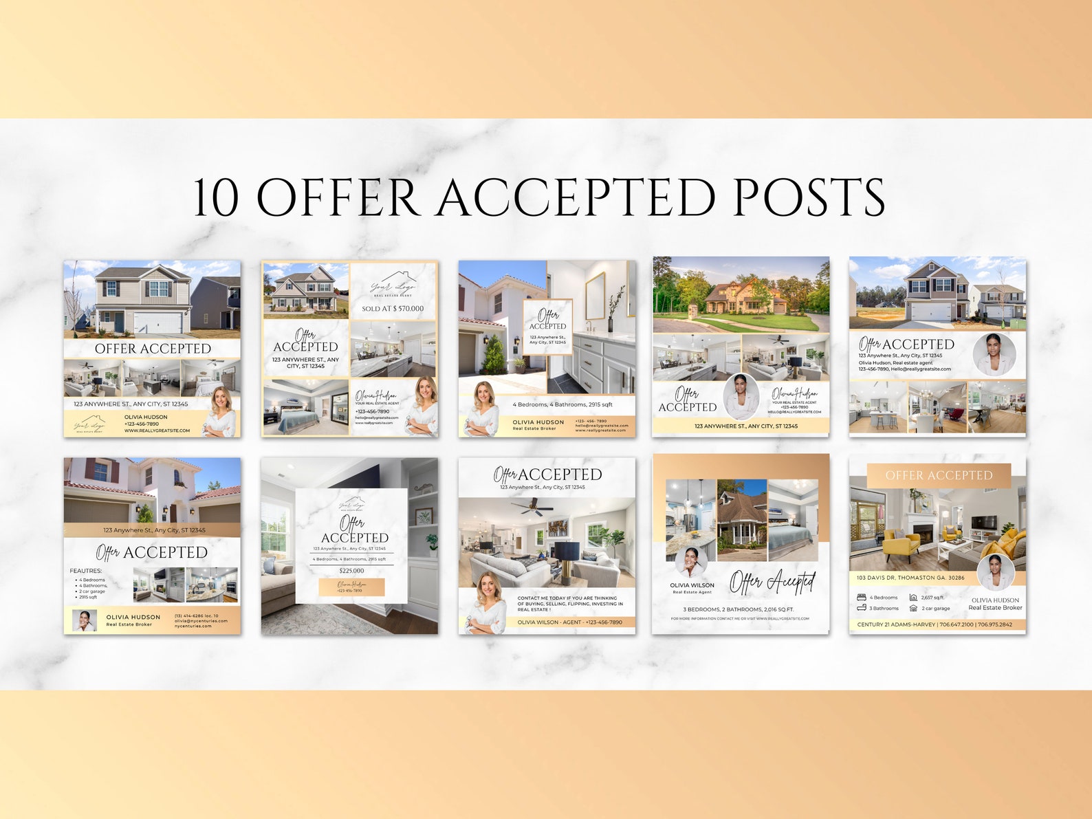 60 Marble and Gold Real Estate Social Media Listing Update Posts Real ...