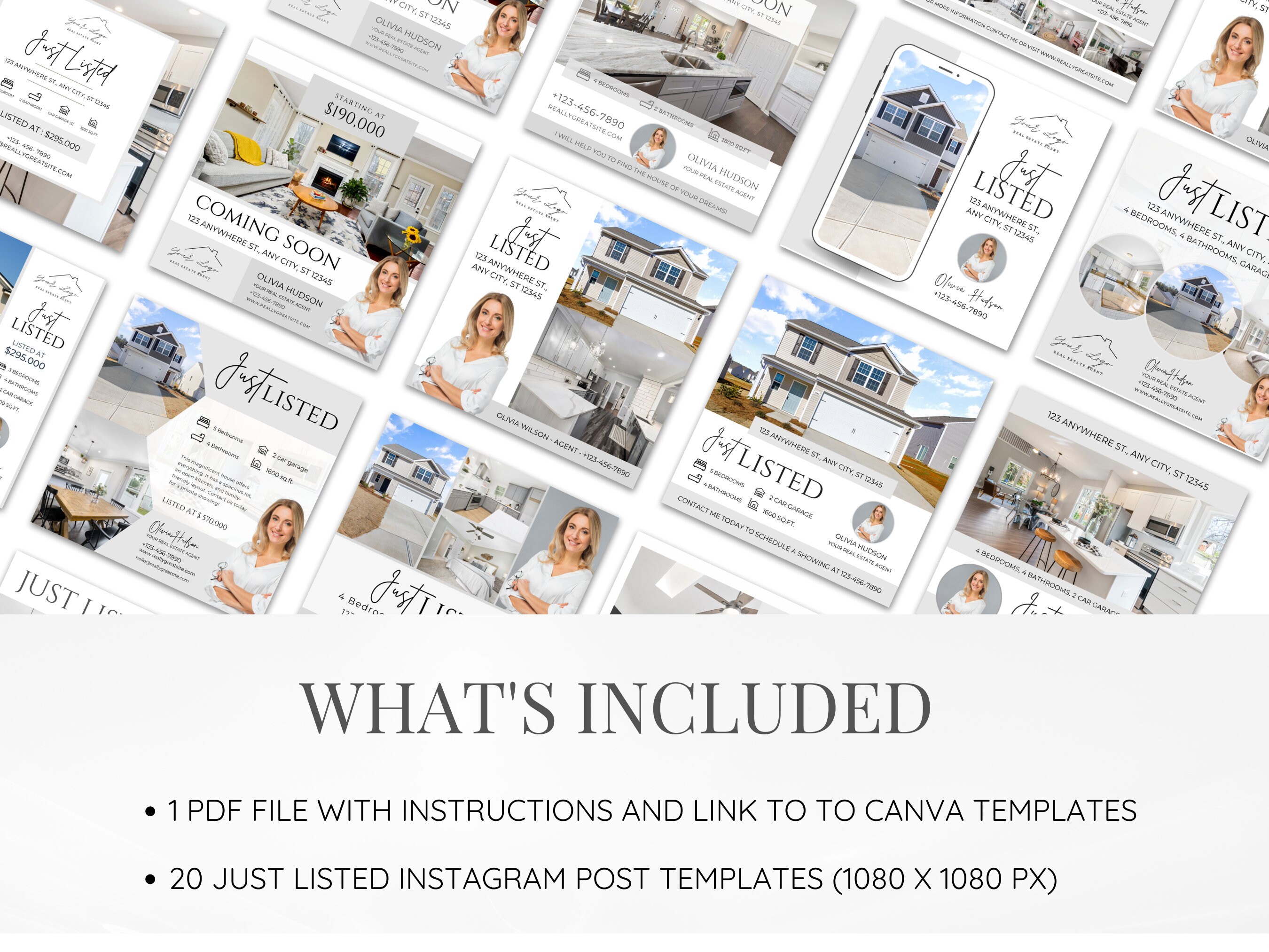 20 Just Listed Social Media Posts | Realtor Instagram Post Templates ...