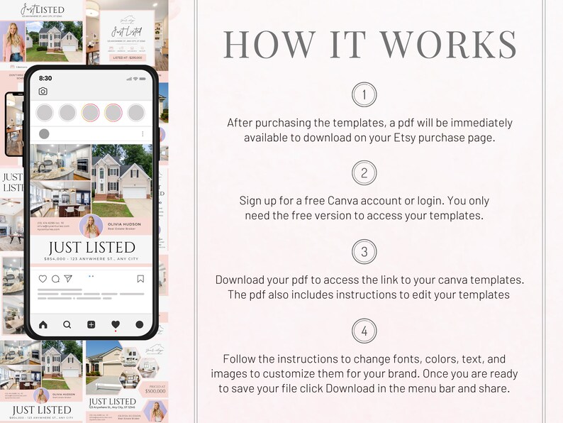 20 Pink Just Listed Social Media Posts | Realtor Instagram Post ...