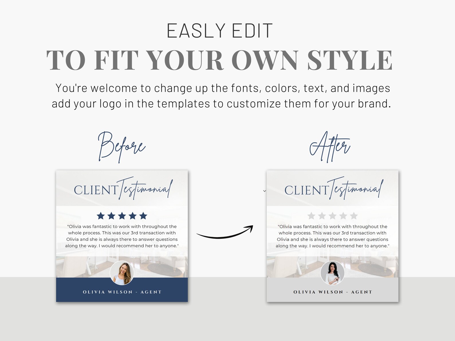 Real Estate Client Testimonial Instagram Posts: Blue & White Canva ...