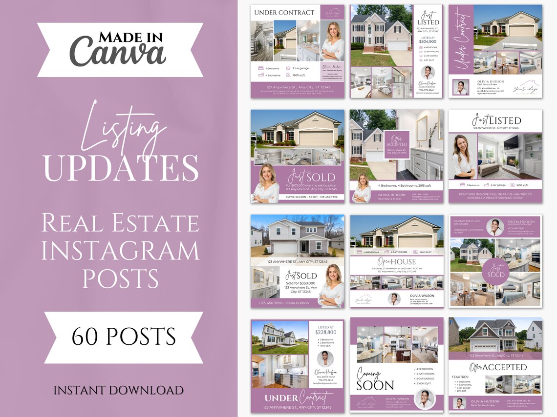 60 Essential Real Estate Listing Update Kit | Modern Instagram Posts ...