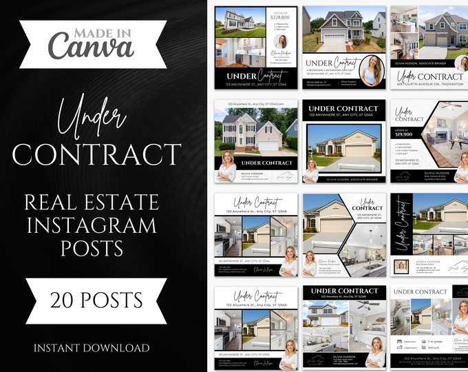 20 Under Contract Social Media Posts | Realtor Instagram Post Templates ...