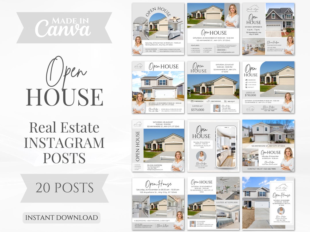Open House Instagram Post Templates | Real Estate Marketing (canva) - Etsy