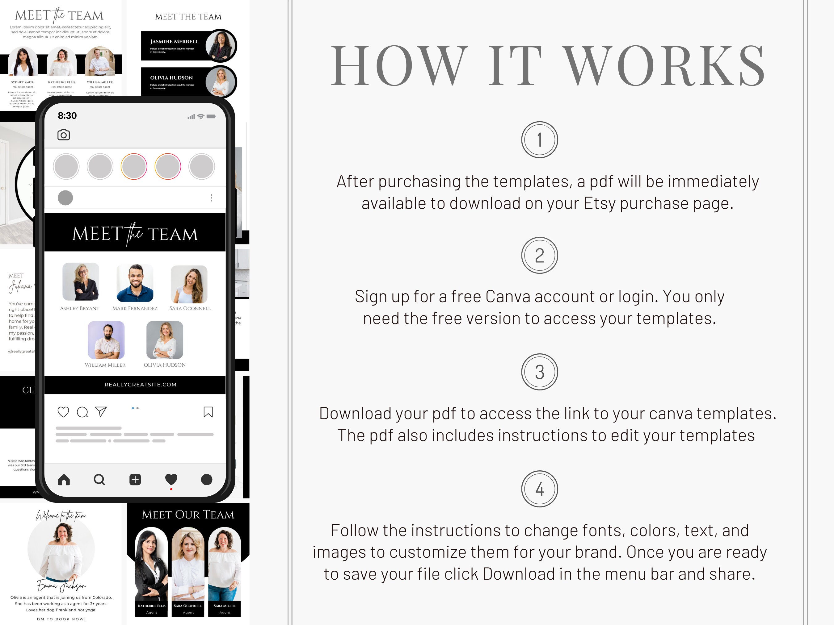 Real Estate Instagram Posts | Meet the Team Canva Templates (35 Posts ...