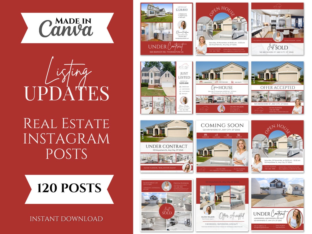 120 Red Real Estate Social Media Listing Update Posts | Real Estate ...