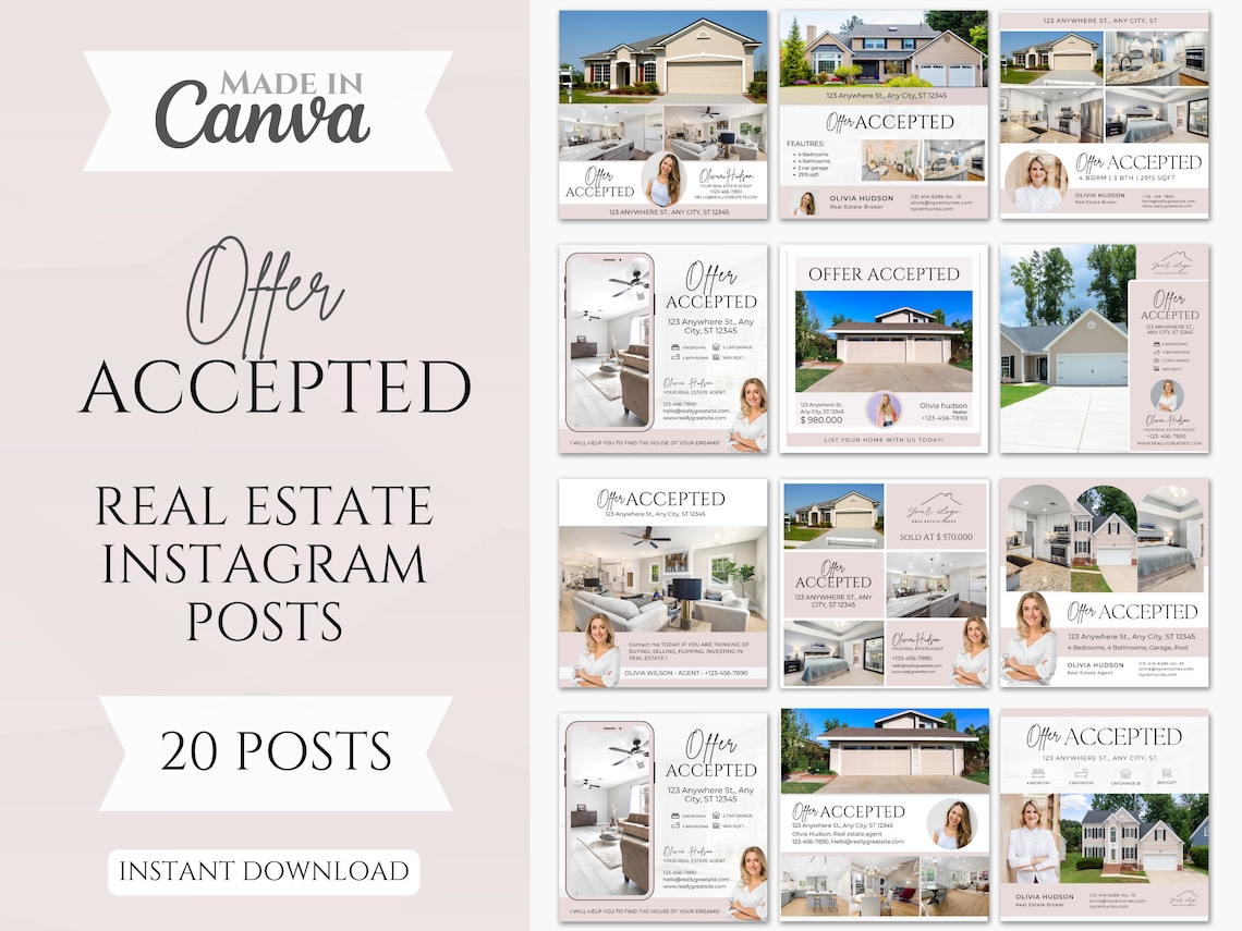 20 Offer Accepted Social Media Posts | Realtor Instagram Post Templates ...