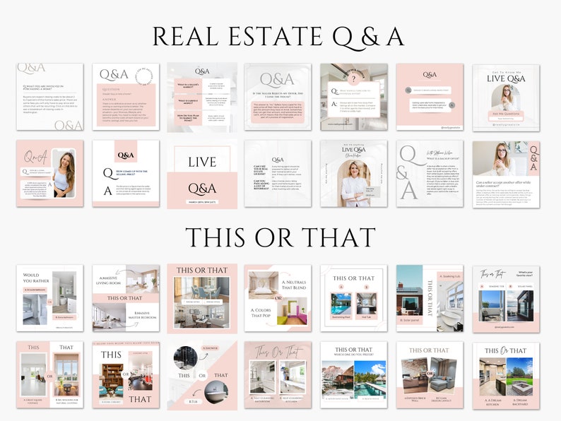 430 Pink Real Estate Social Media Posts Bundle | Real Estate Social ...