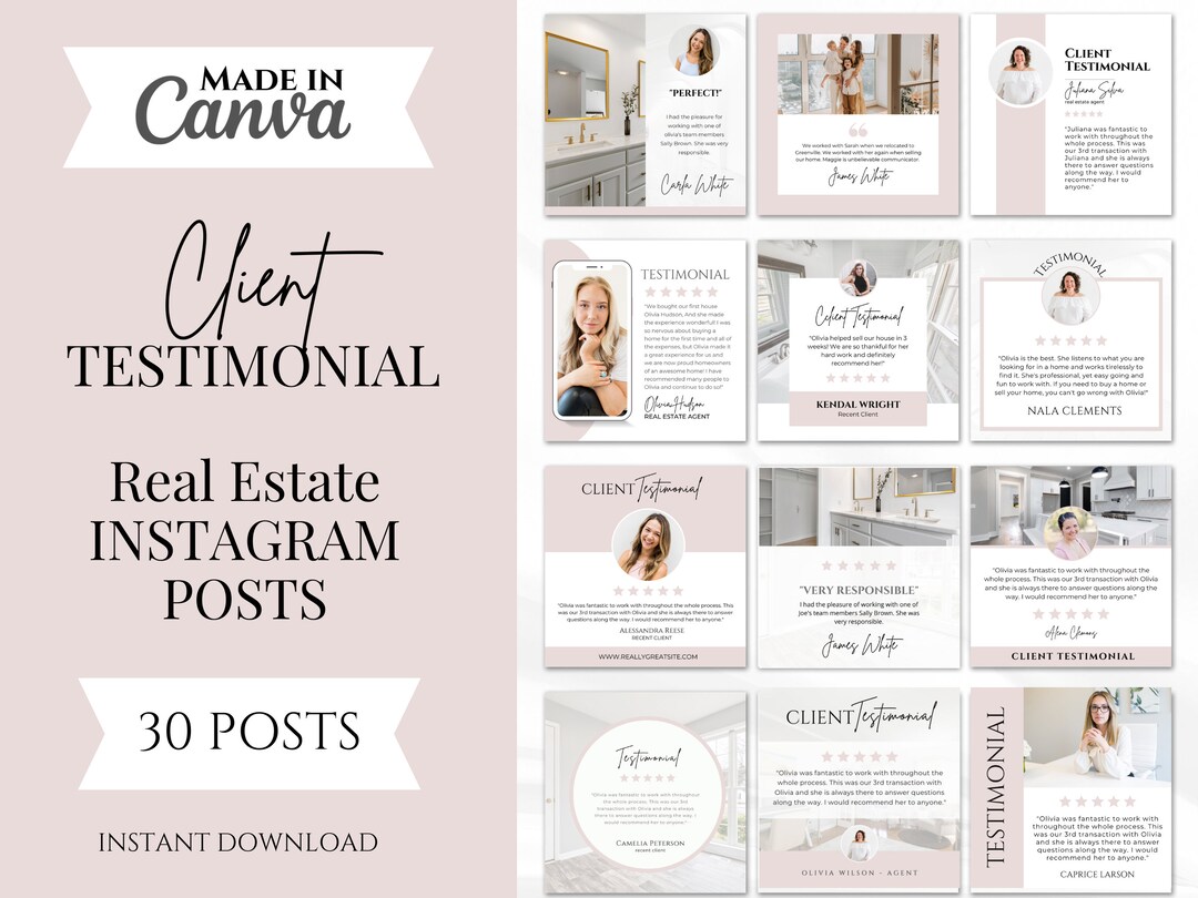 30 Client Testimonial Instagram Posts Real Estate Marketing Real Estate ...