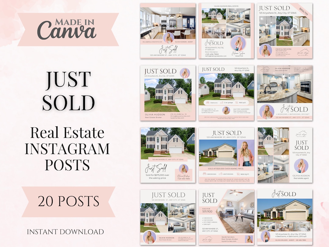 20 Pink Just Sold Social Media Posts | Real Estate Instagram Post ...