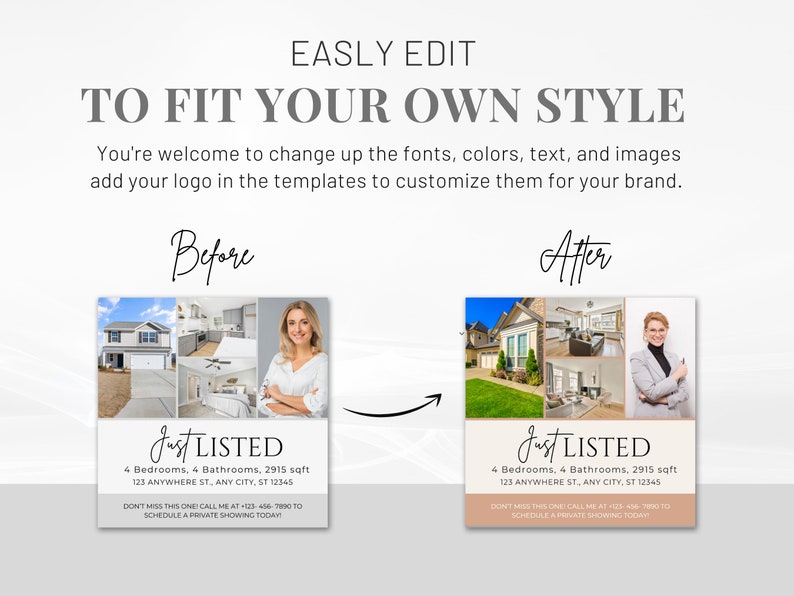 20 Just Listed Social Media Posts | Realtor Instagram Post Templates ...