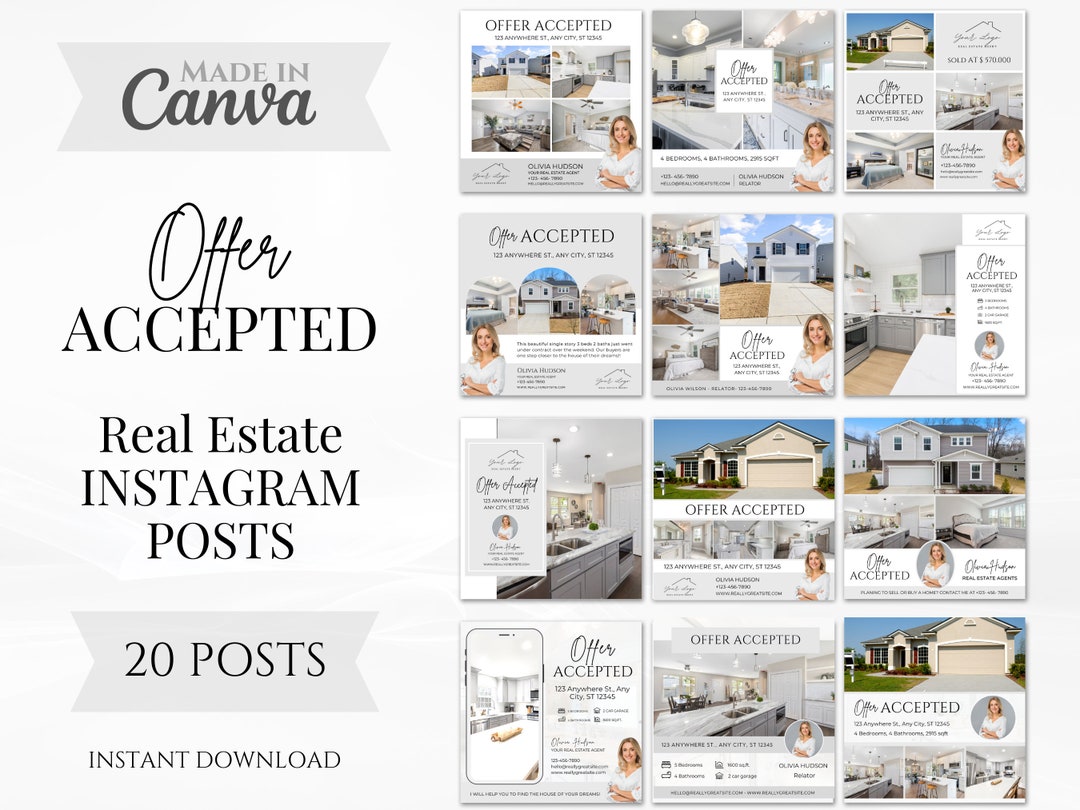 20 Offer Accepted Social Media Posts | Realtor Instagram Post Templates ...