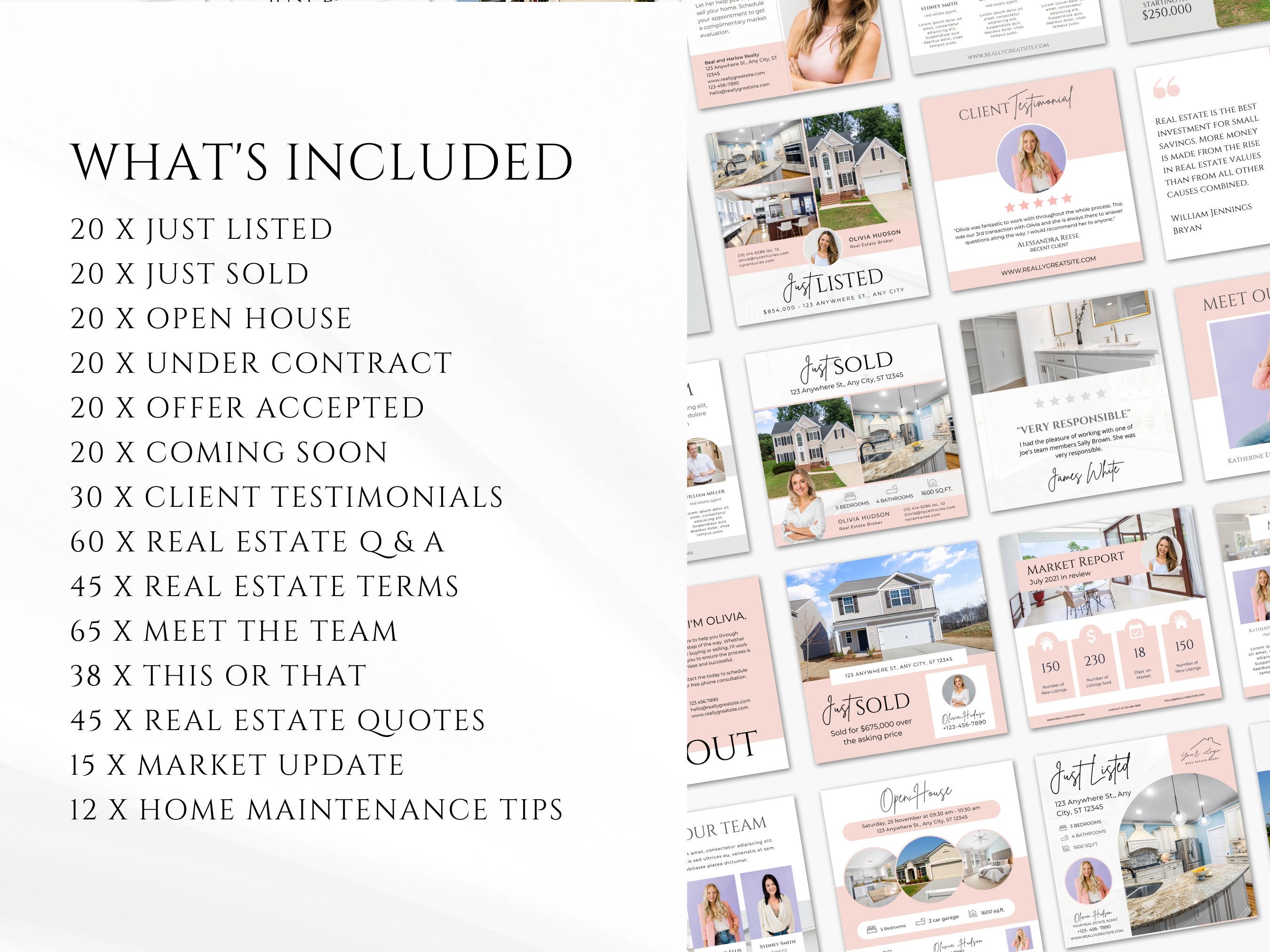 430 Pink Real Estate Social Media Posts Bundle | Real Estate Social ...
