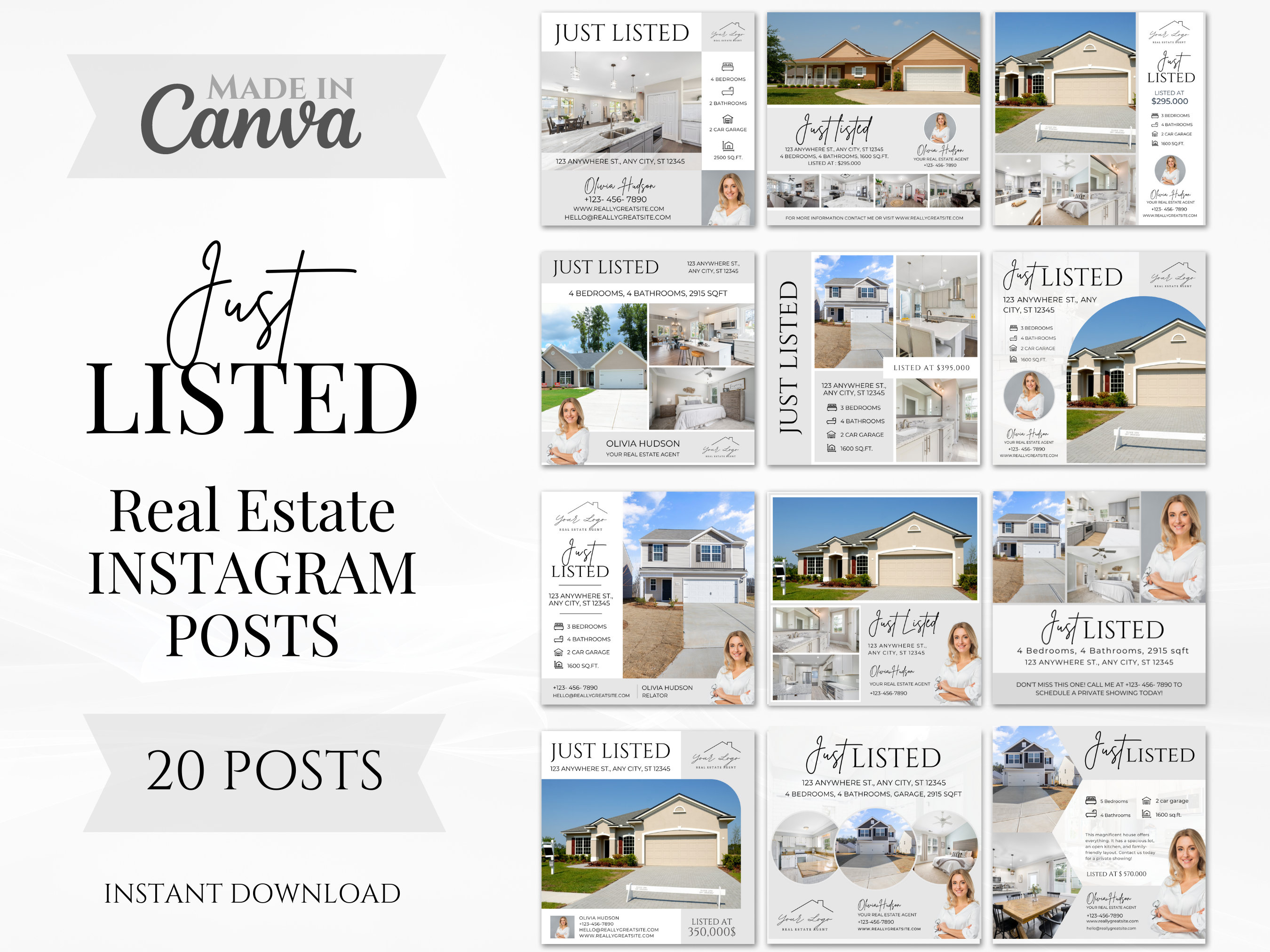 20 Just Listed Social Media Posts | Realtor Instagram Post Templates ...