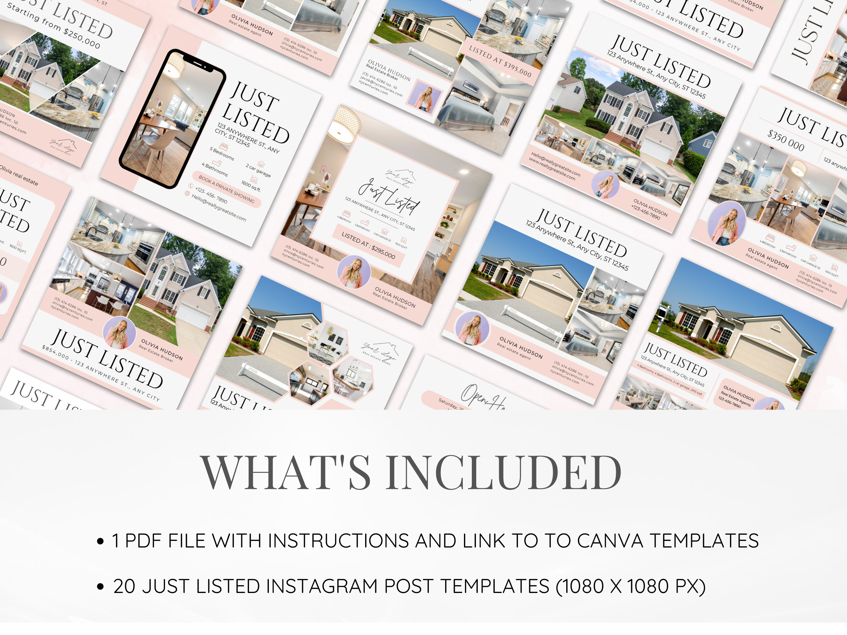20 Pink Just Listed Social Media Posts Realtor Instagram Post Templates ...