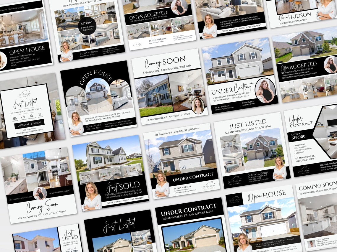 90 Real Estate Social Media Listing Update Posts Black - Etsy