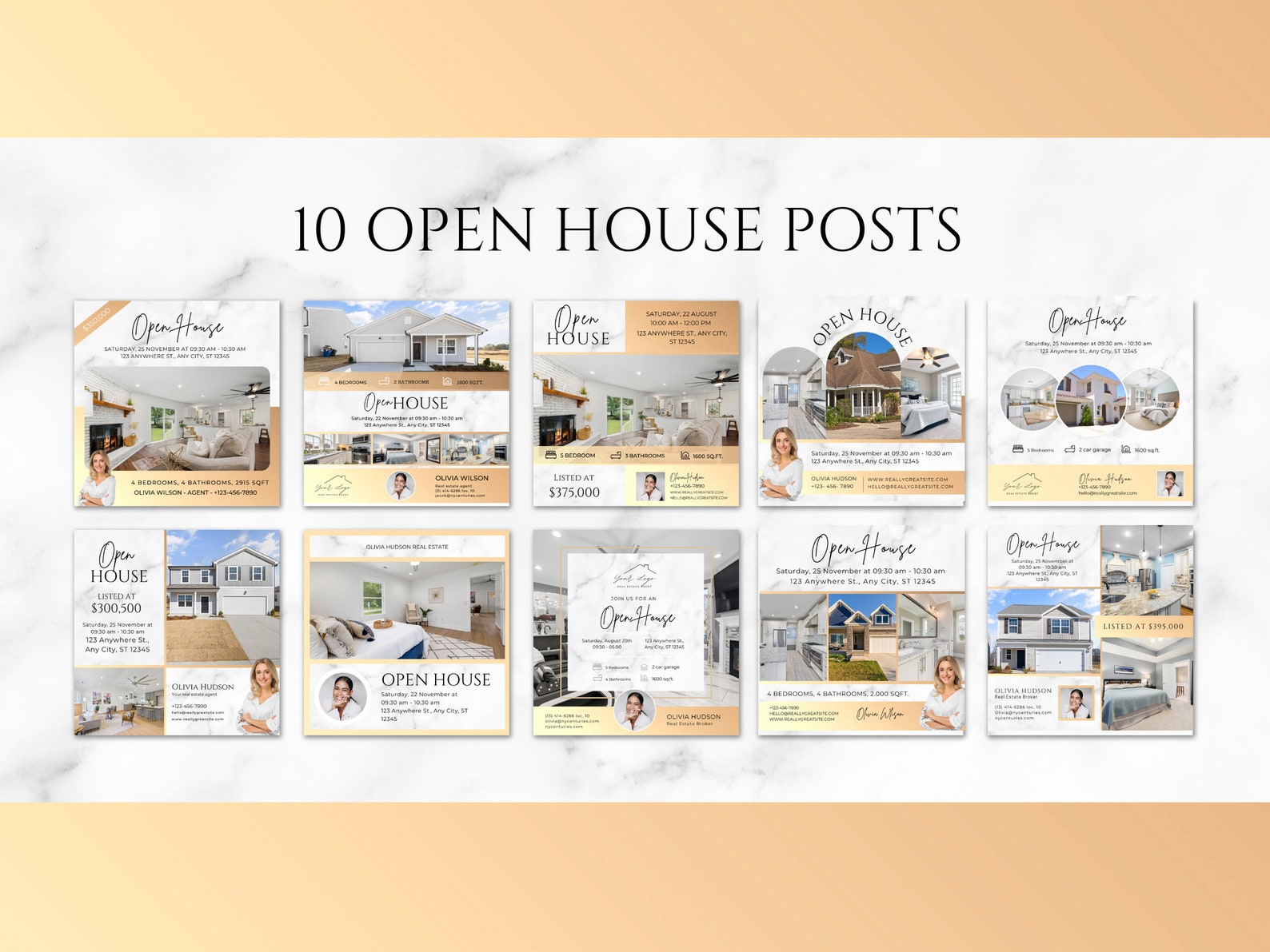 60 Marble and Gold Real Estate Social Media Listing Update Posts Real ...