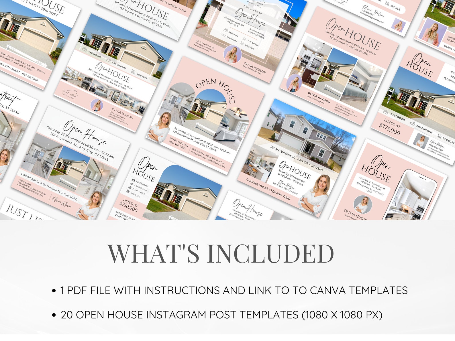 20 Pink Open House Instagram Posts Social Media Post Templates Open ...