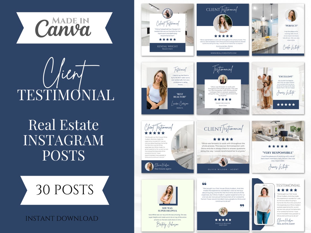 30 Client Testimonial Instagram Posts | Real Estate Marketing | Real ...