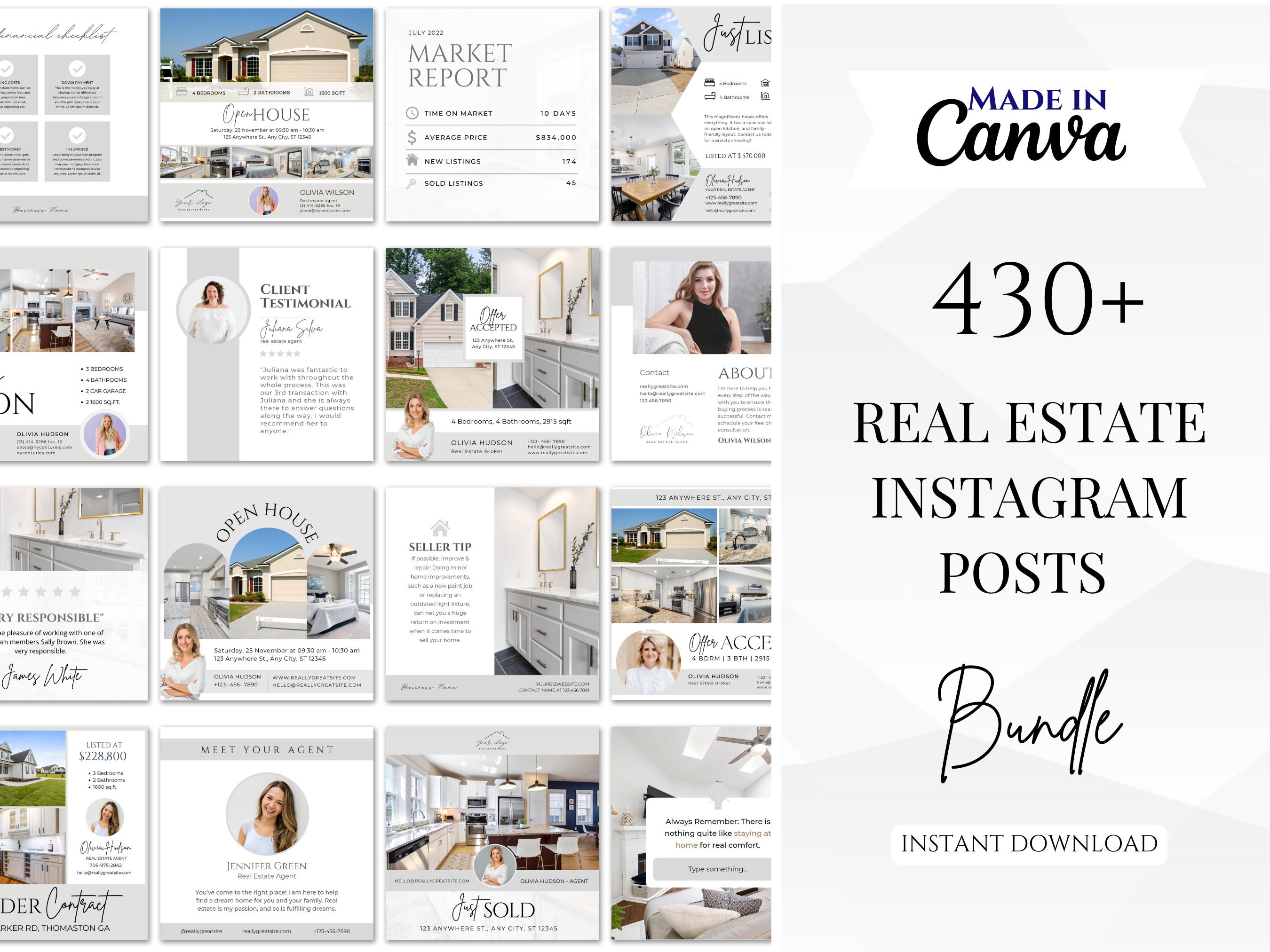 430 Real Estate Social Media Posts Bundle Realtor Social Media ...
