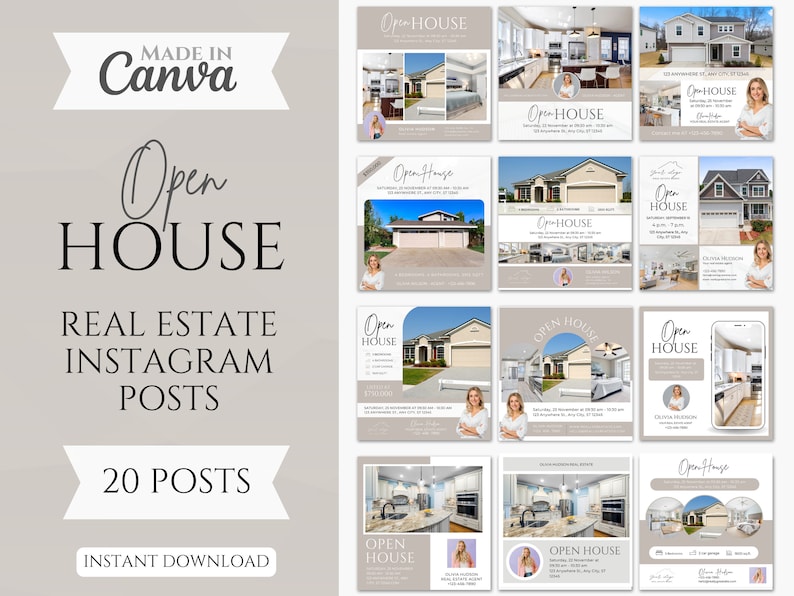 Realtor Open House Instagram Post Templates: Real Estate Marketing ...