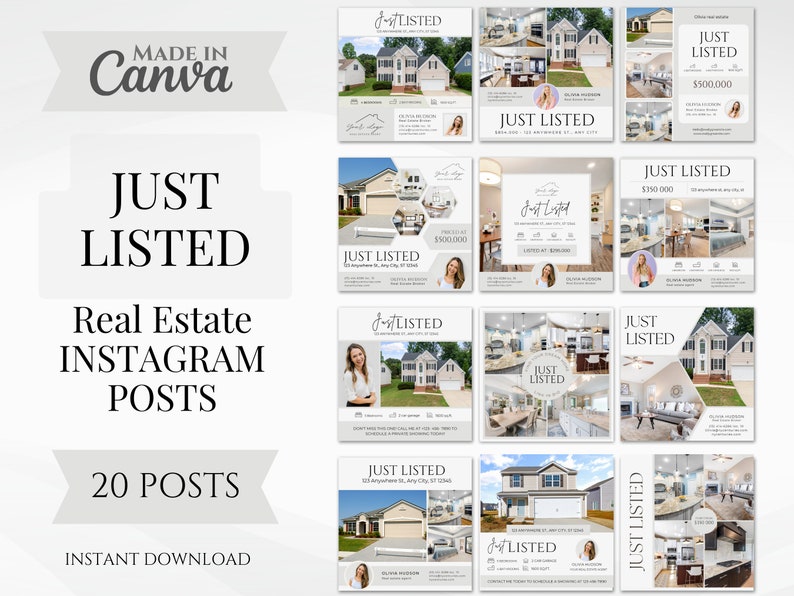 20 Just Listed Social Media Posts | Realtor Instagram Post Templates ...