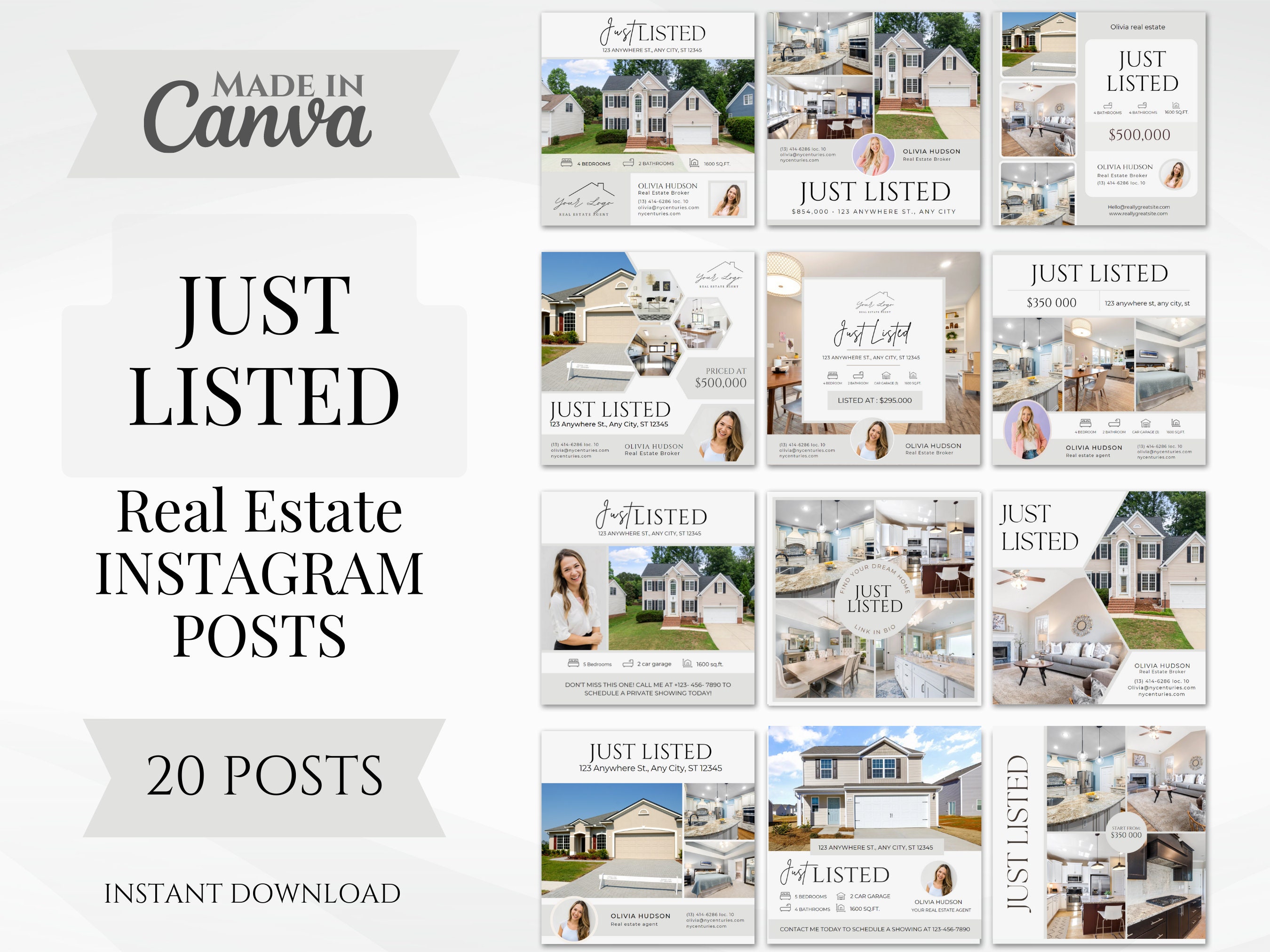 20 Just Listed Social Media Posts | Realtor Instagram Post Templates ...