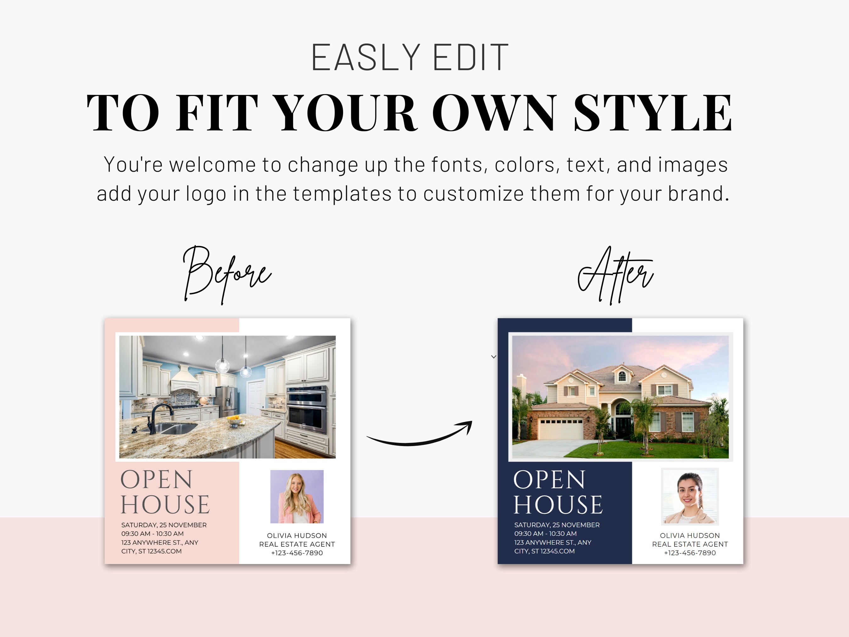 430 Pink Real Estate Social Media Posts Bundle | Real Estate Social ...