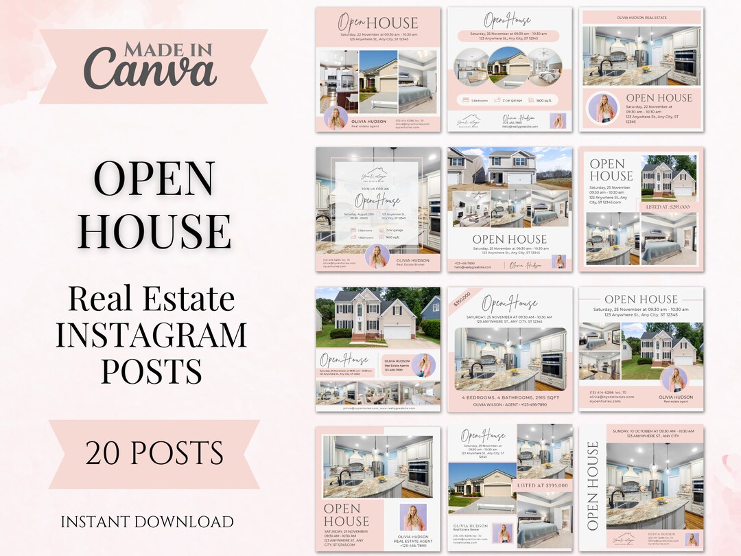 20 Pink Open House Social Media Posts | Realtor Instagram Post ...