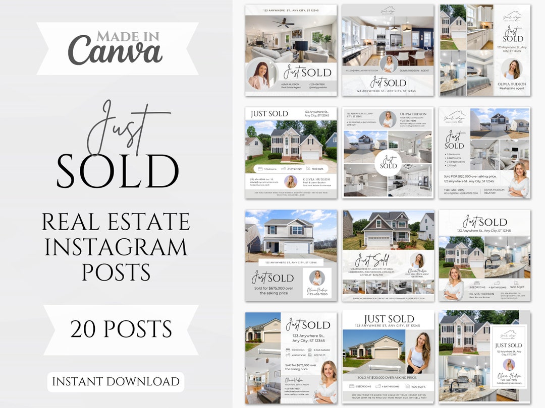 20 Just Sold Social Media Posts | Realtor Instagram Post Templates ...