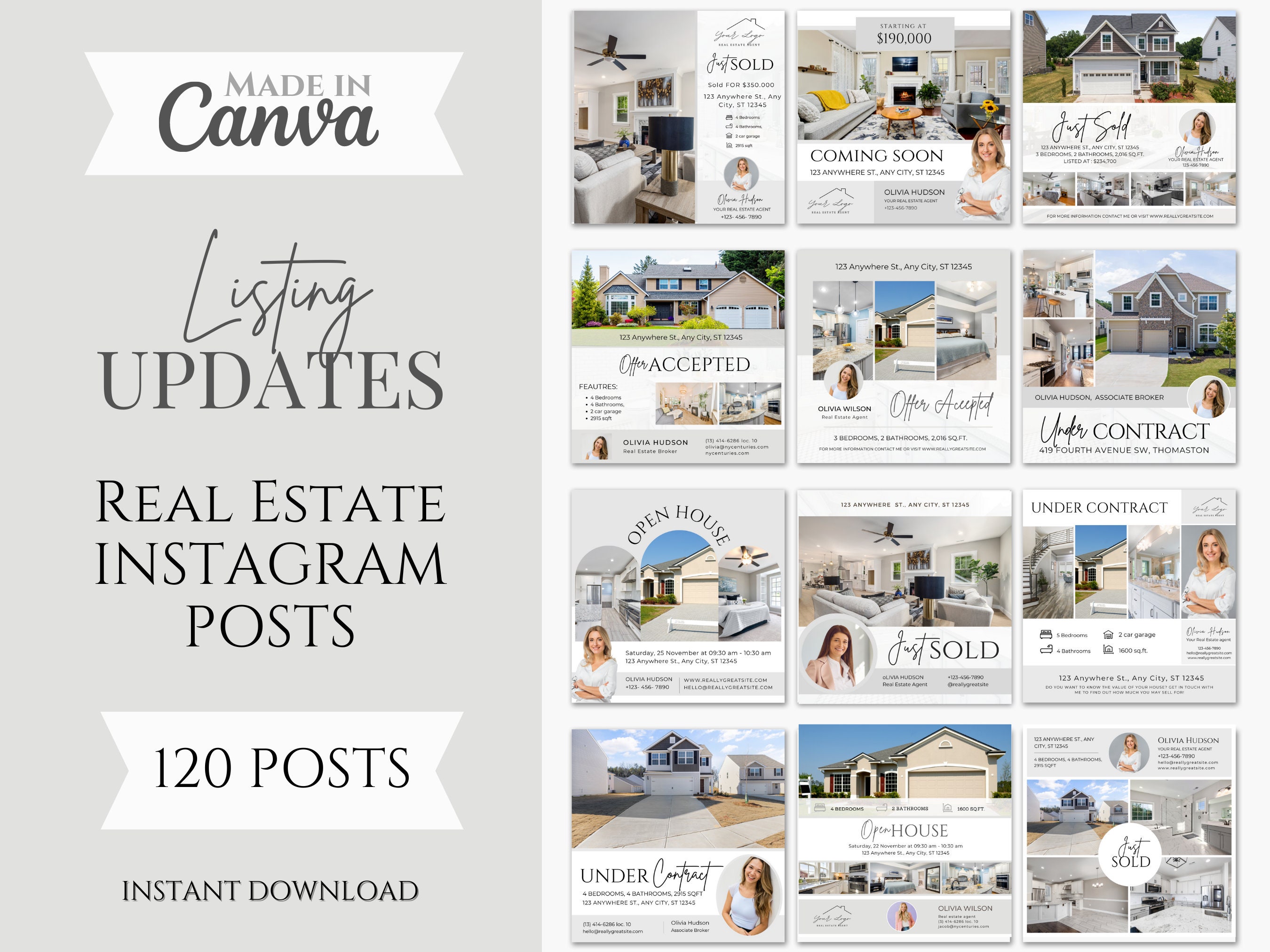 120 Real Estate Social Media Posts Just Sold Posts Under Contract Posts ...
