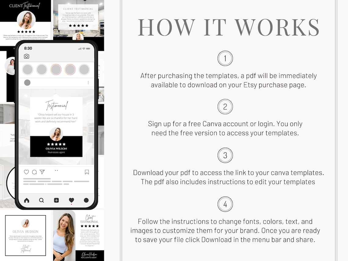 Real Estate Client Testimonial Instagram Posts | Canva Templates ...