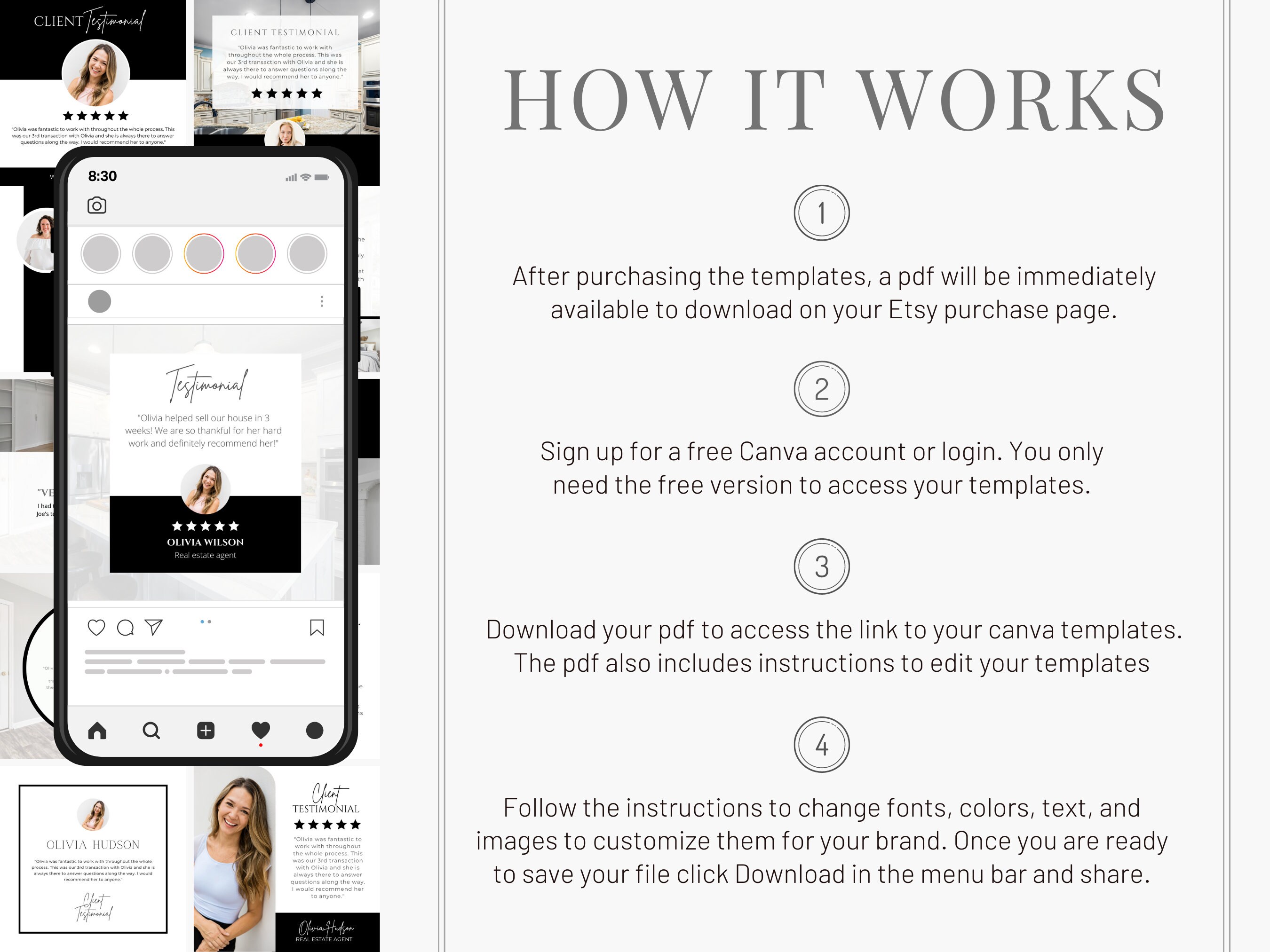 30 Client Testimonial Instagram Posts | Real Estate Social Media Posts ...