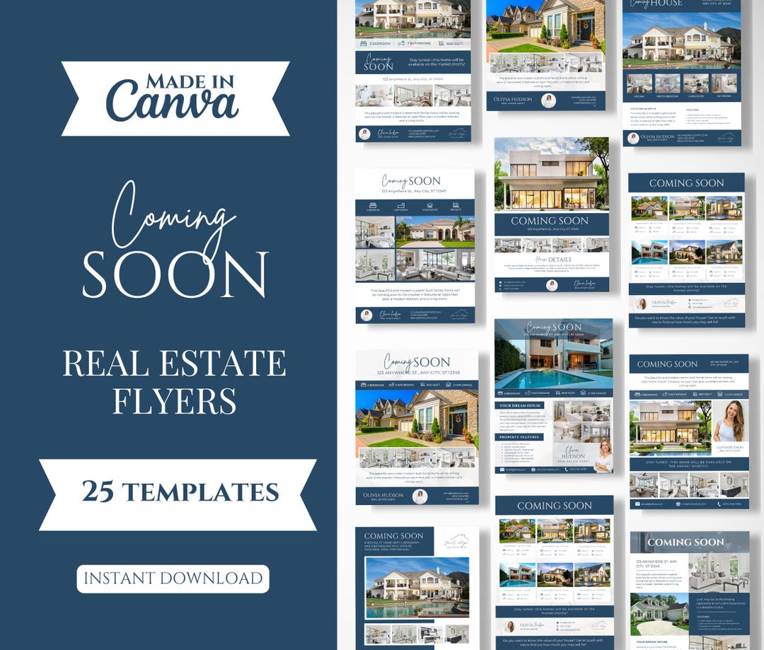 Realtor Coming Soon Flyer Templates: Blue & White Real Estate Marketing ...