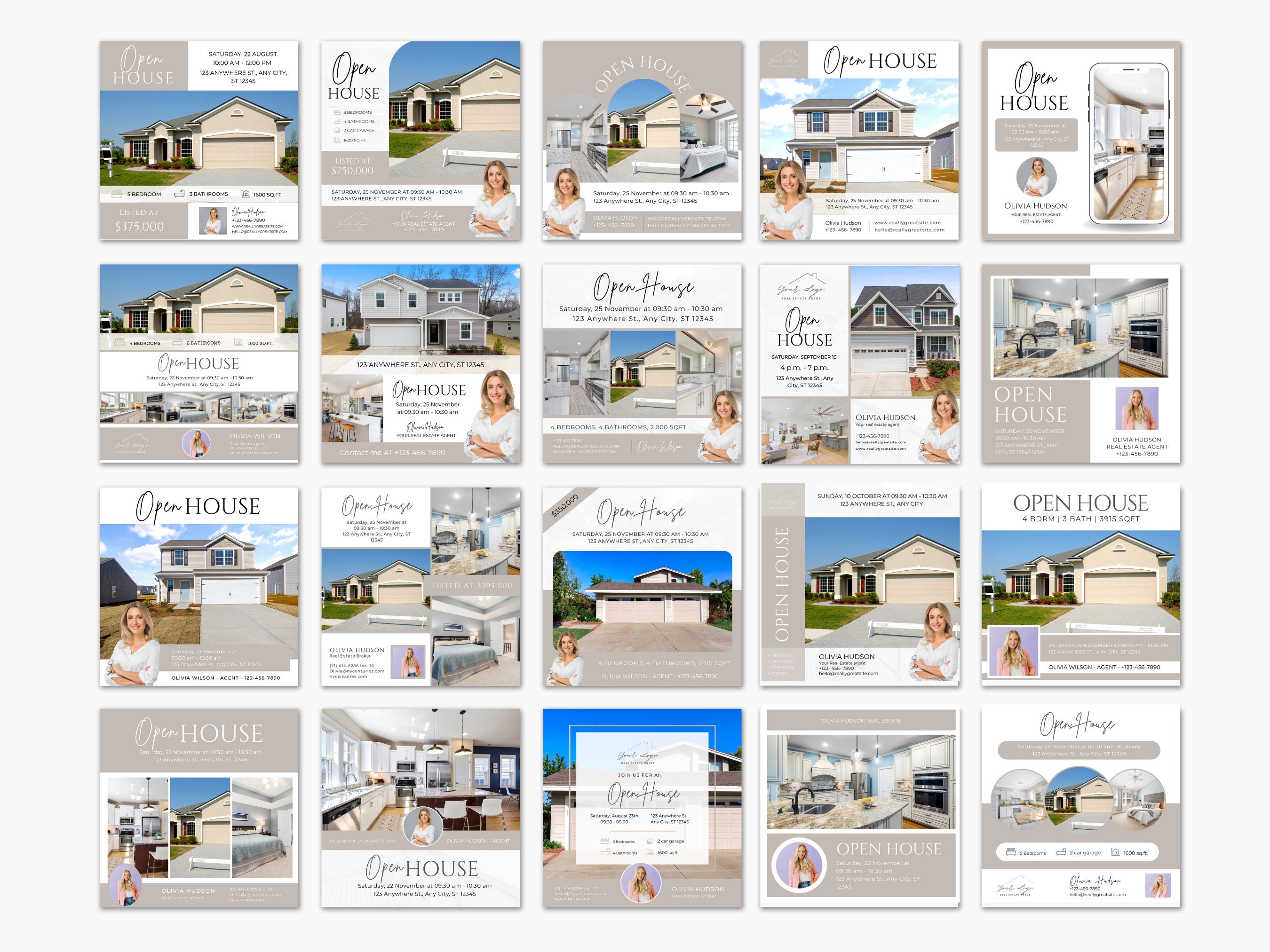 Realtor Open House Instagram Post Templates: Real Estate Marketing ...