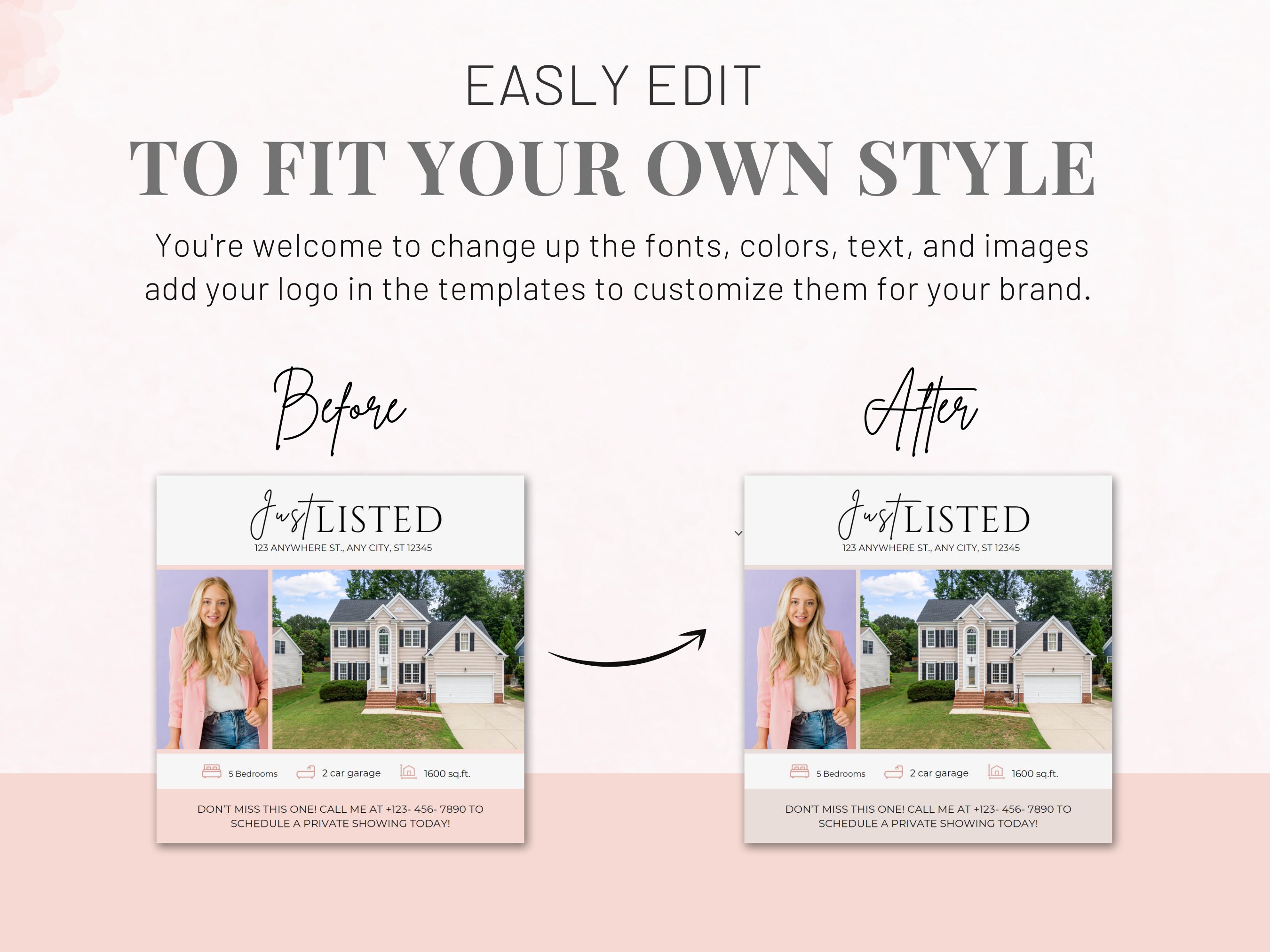 20 Pink Just Listed Social Media Posts Realtor Instagram Post Templates ...
