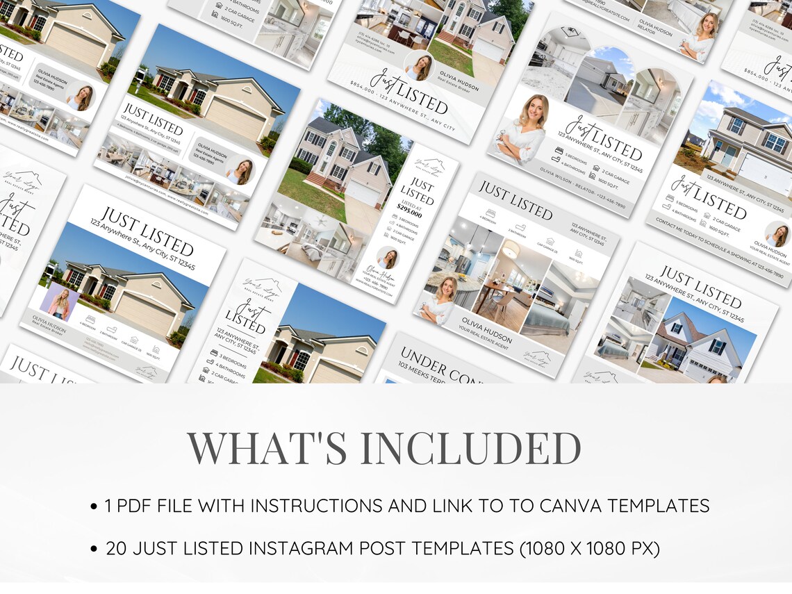 Real Estate Instagram Post Templates | Just Listed, Canva (digital ...