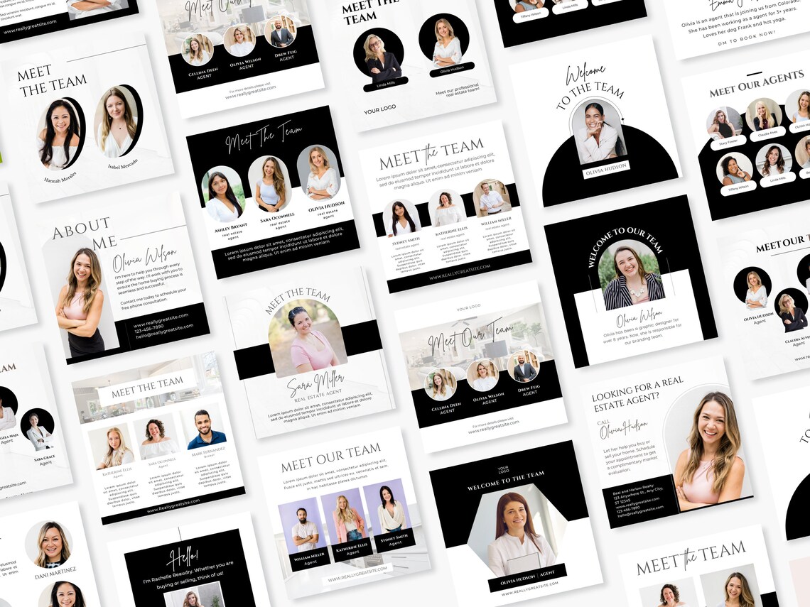 Real Estate Meet the Team Instagram Post Templates (65 Posts) (canva ...