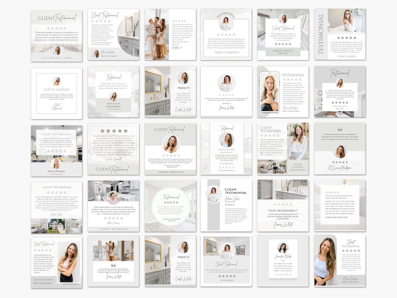 30 Client Testimonial Instagram Posts | Client Reviews Template | Real ...