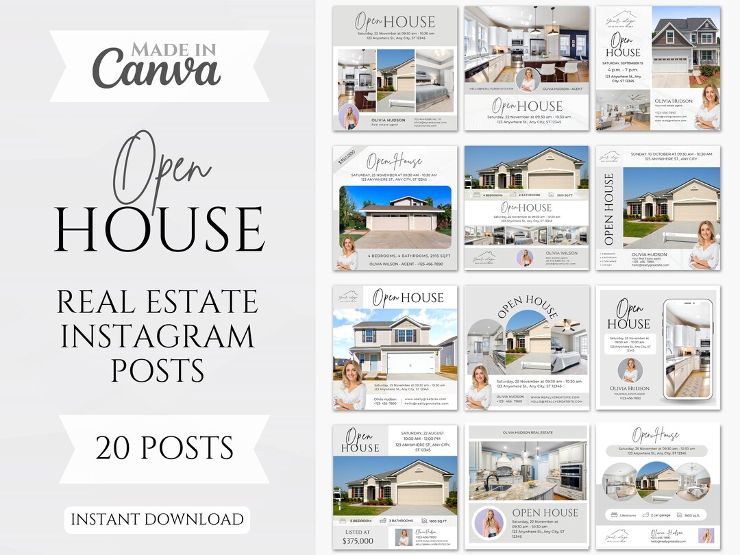20 Open House Social Media Posts | Realtor Instagram Post Templates ...