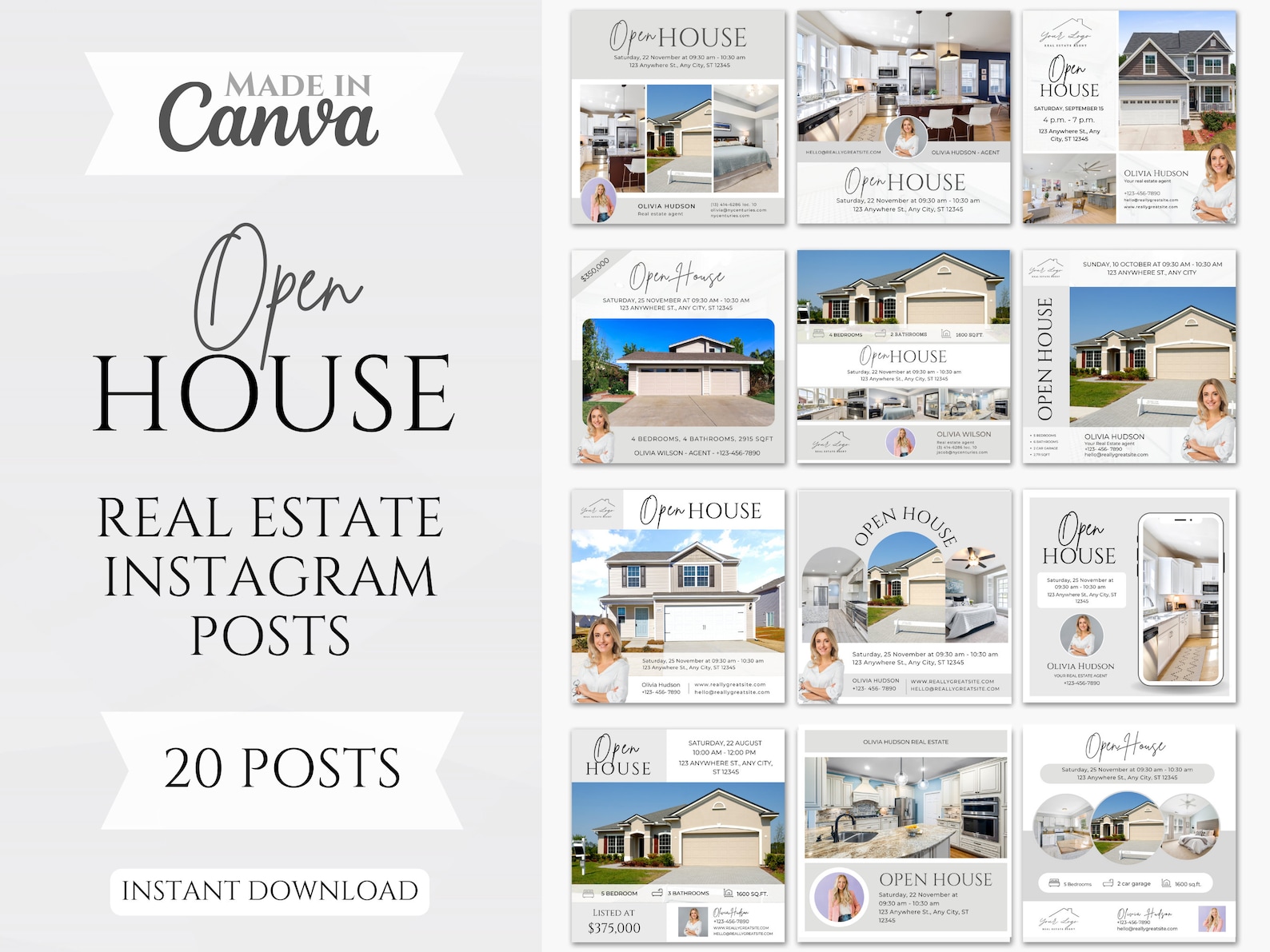20 Open House Social Media Posts | Realtor Instagram Post Templates ...