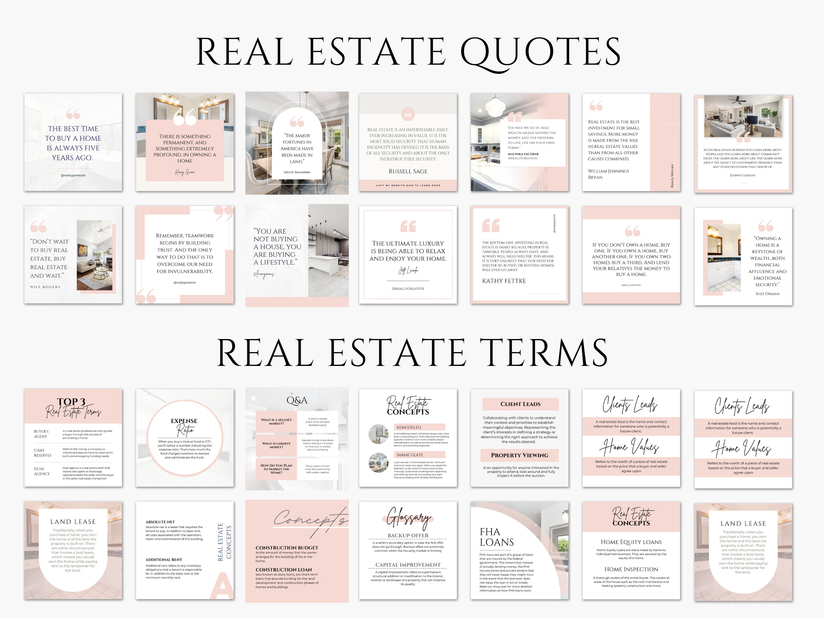 430 Pink Real Estate Social Media Posts Bundle | Real Estate Social ...