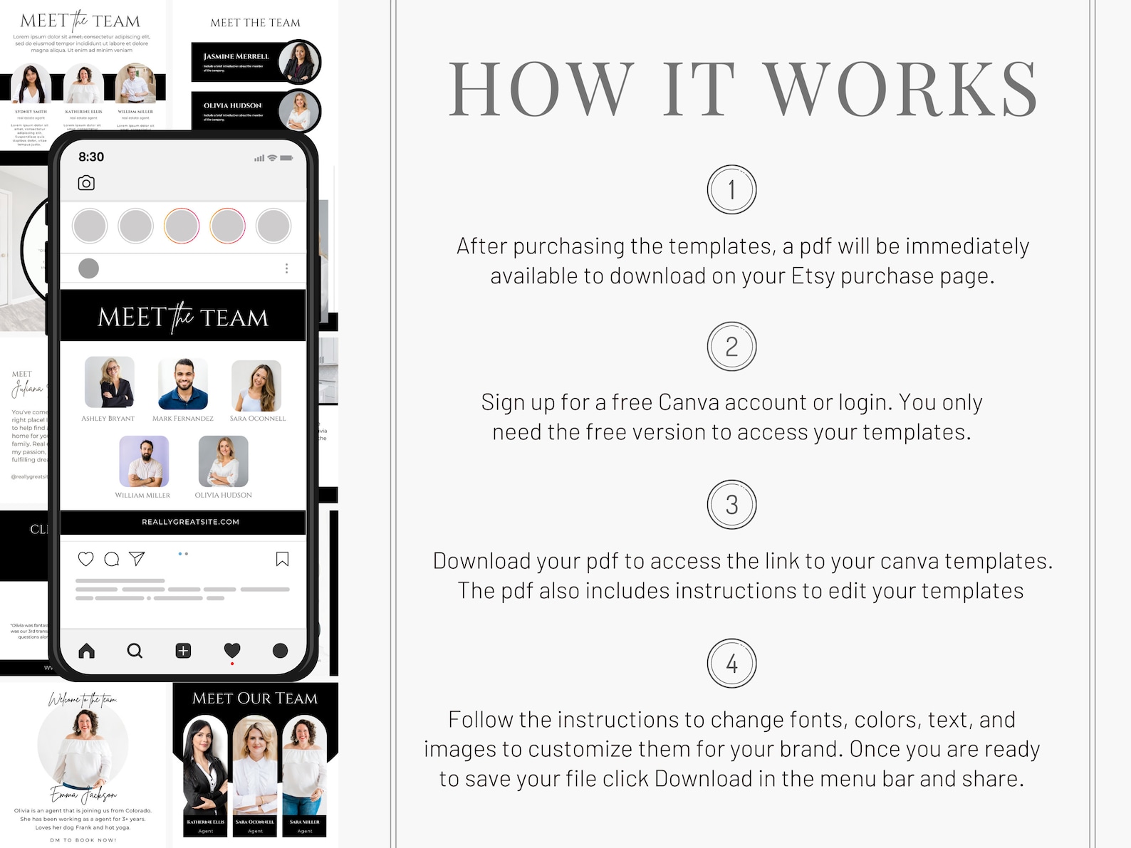 Real Estate Meet the Team Instagram Post Templates (65 Posts) (canva ...