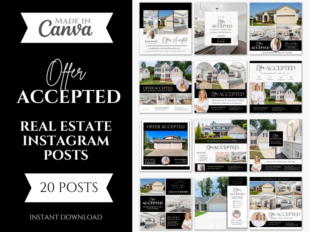 20 Offer Accepted Social Media Posts | Realtor Instagram Post Templates ...